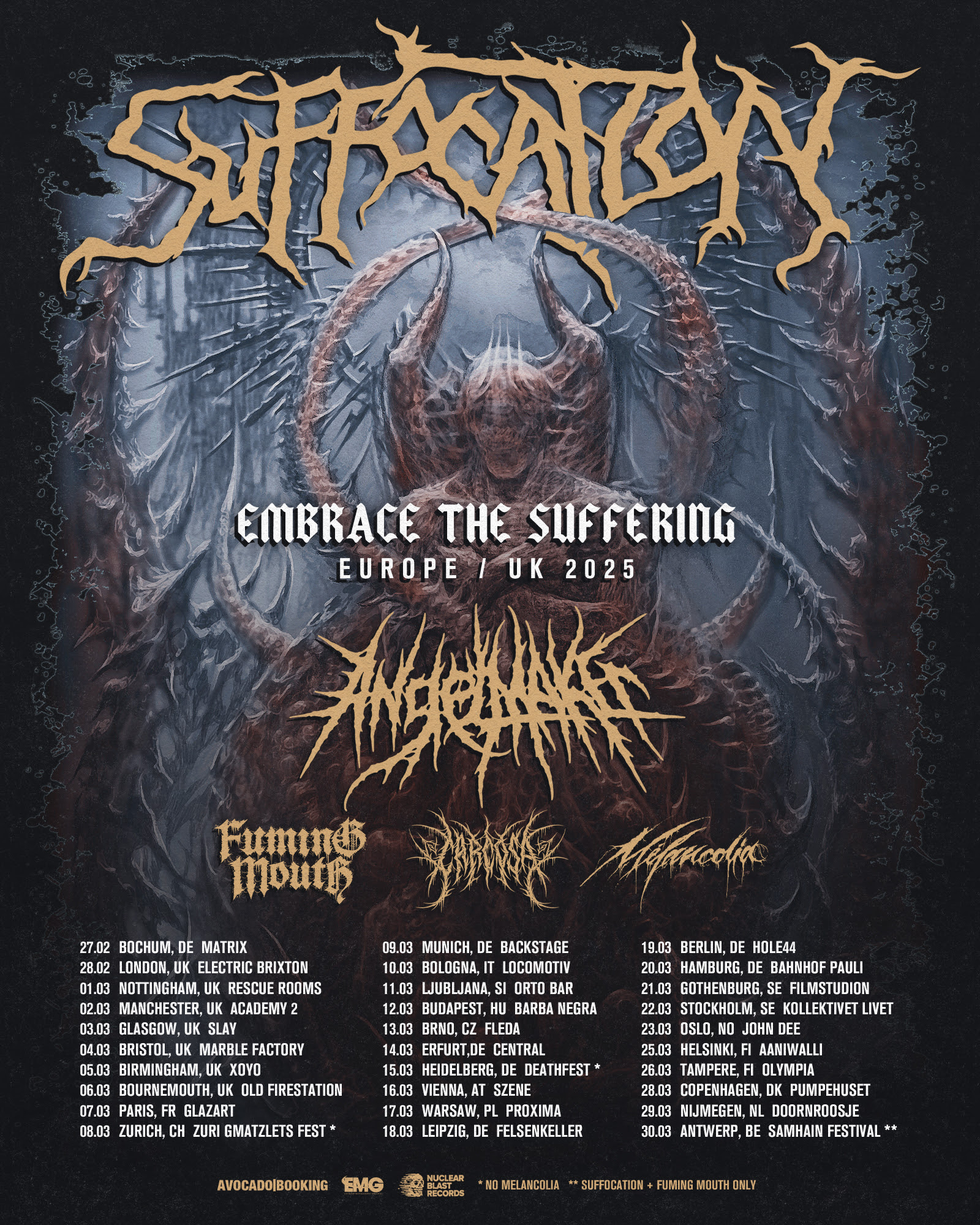 Suffocation announce EU/UK headline tour for February and March 2025 ...