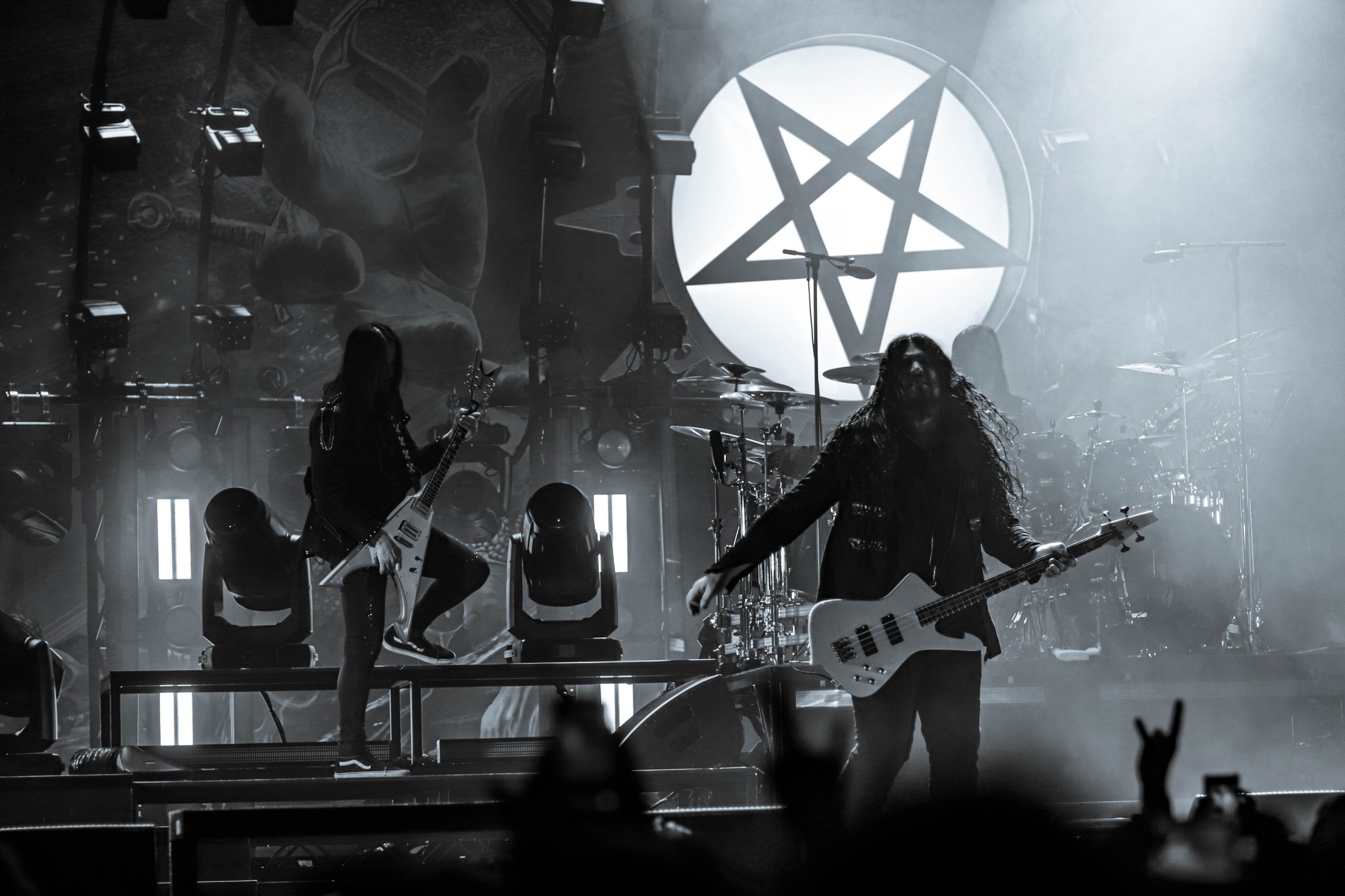 Michael Amott and Daniel Erlandsson (Arch Enemy) with Angela Gossow ...