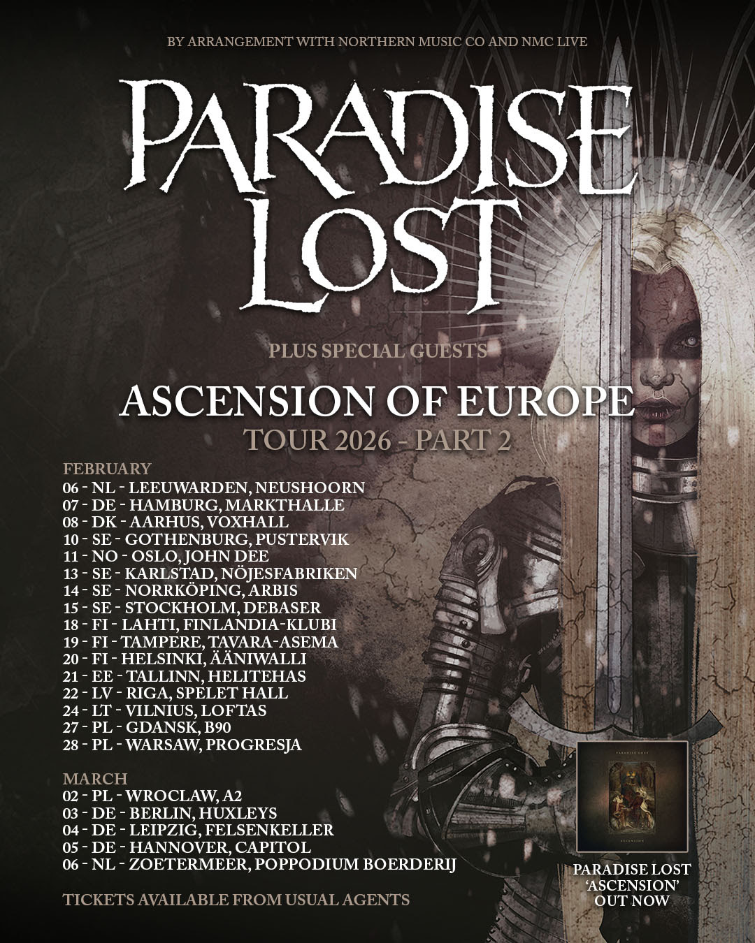Paradise Lost announce 2nd leg of "Ascension of Europe" tour for February and March 2026 - Chaoszine